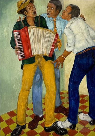 Yves Michaud | Yves Michaud b.1950 Haitian Musical Trio Painting ...