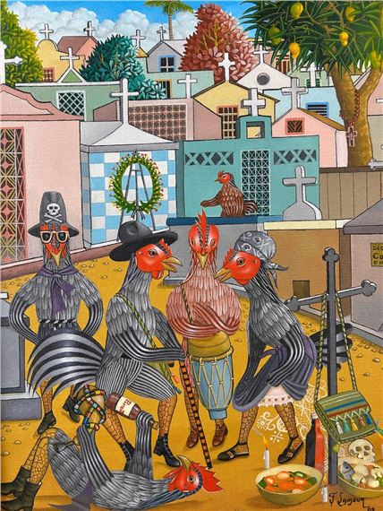 Fritzner Lamour | Fritzner Lamour (b.1950) Voodoo Chickens Painting ...