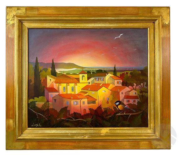 Cedric Lucas | Cedric Lucas 20C Prismatic City Landscape Painting ...