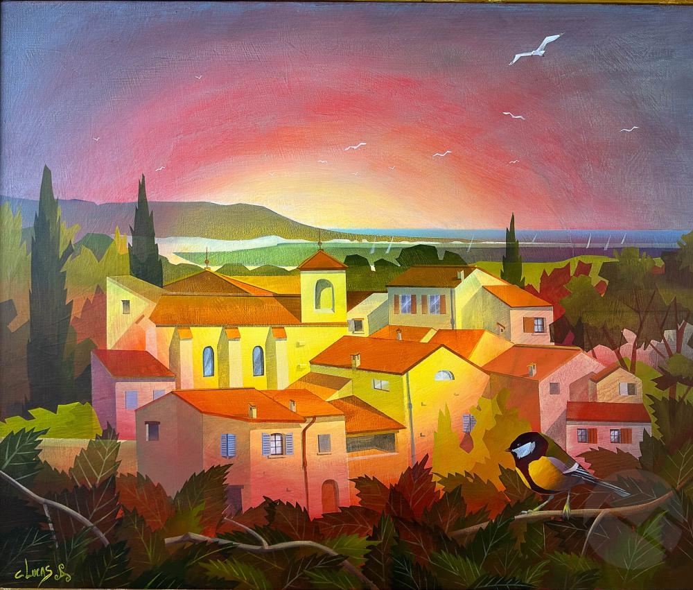 Cedric Lucas | Cedric Lucas 20C Prismatic City Landscape Painting ...