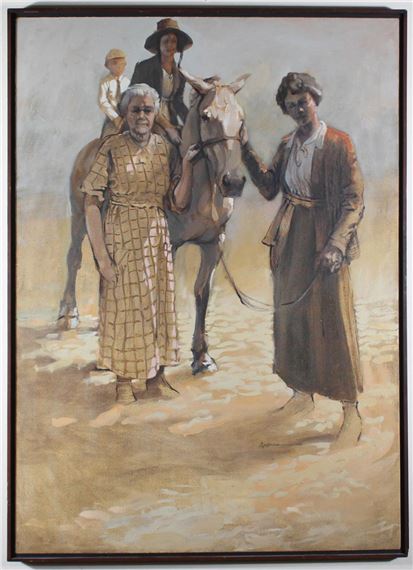 Ken Spiering | Generations of woman with a horse and a boy | MutualArt