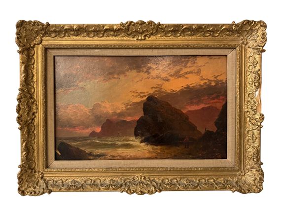 George Henry Jenkins | South-west coast at dusk with two figures ...