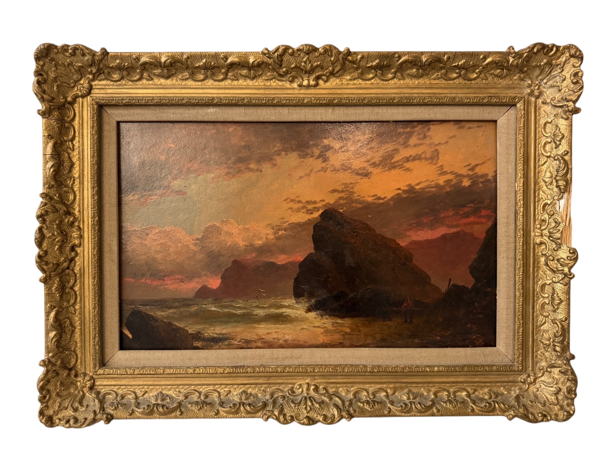 George Henry Jenkins | South-west coast at dusk with two figures ...