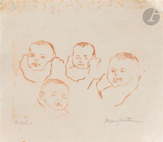 Marie Gautier | Three studies of an infant's head (1897) | MutualArt