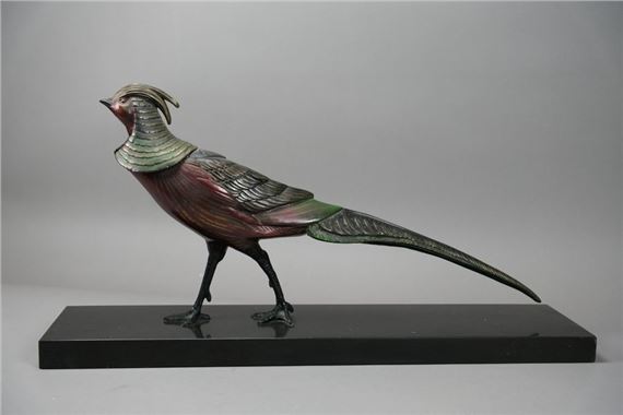 Irénée Rochard | Faisan Épreuve en régule sur un socle en marbre noir L ...