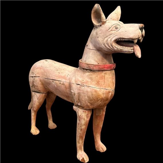 Lung Yuet Ching | A 19th C Carved Wood Folk Art Dog | MutualArt