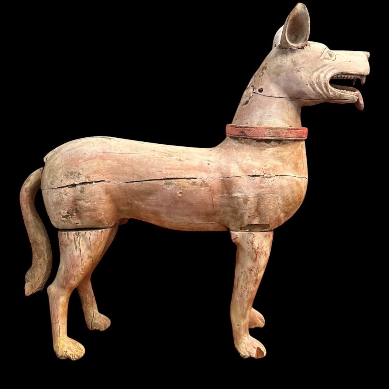 Lung Yuet Ching | A 19th C Carved Wood Folk Art Dog | MutualArt