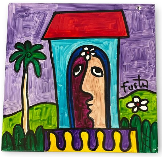 Lung Yuet Ching | A JOSE RODRIGUEZ FUSTER Abstract Acrylic on Tile ...