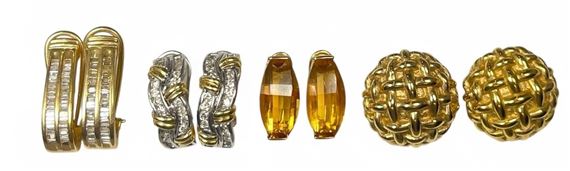 David Yurman | Collection of 14k Gold, Diamond and Citrine Earrings ...
