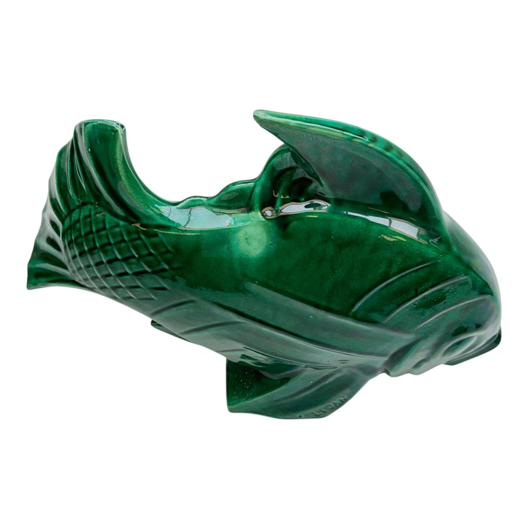 Le Jan | Le Jan Art Deco fish in green colourway with lustre glaze ...