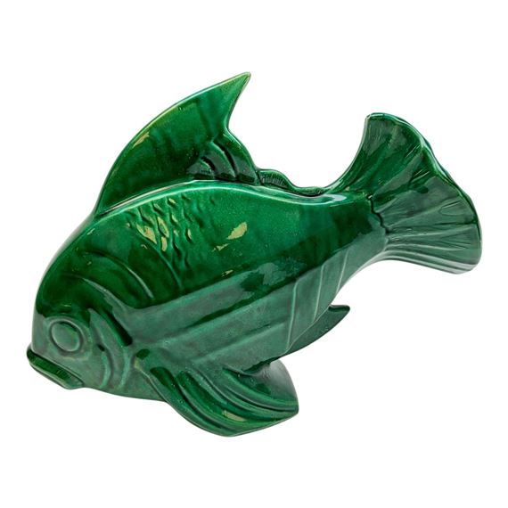 Le Jan | Le Jan Art Deco fish in green colourway with lustre glaze ...