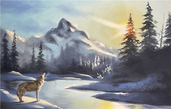 Donald Rust | Gray Wolf At Sunset (2015) | MutualArt