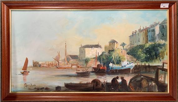 Terry Burke | View over a harbour (likely Brixham) | MutualArt