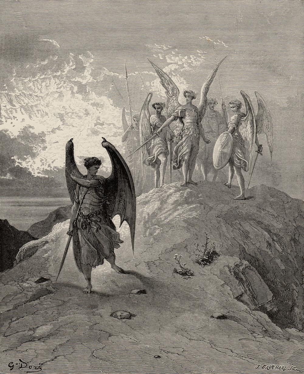 Gustave Doré | Gustave Dore Gabriel and Satan (Milton's Paradise Lost ...