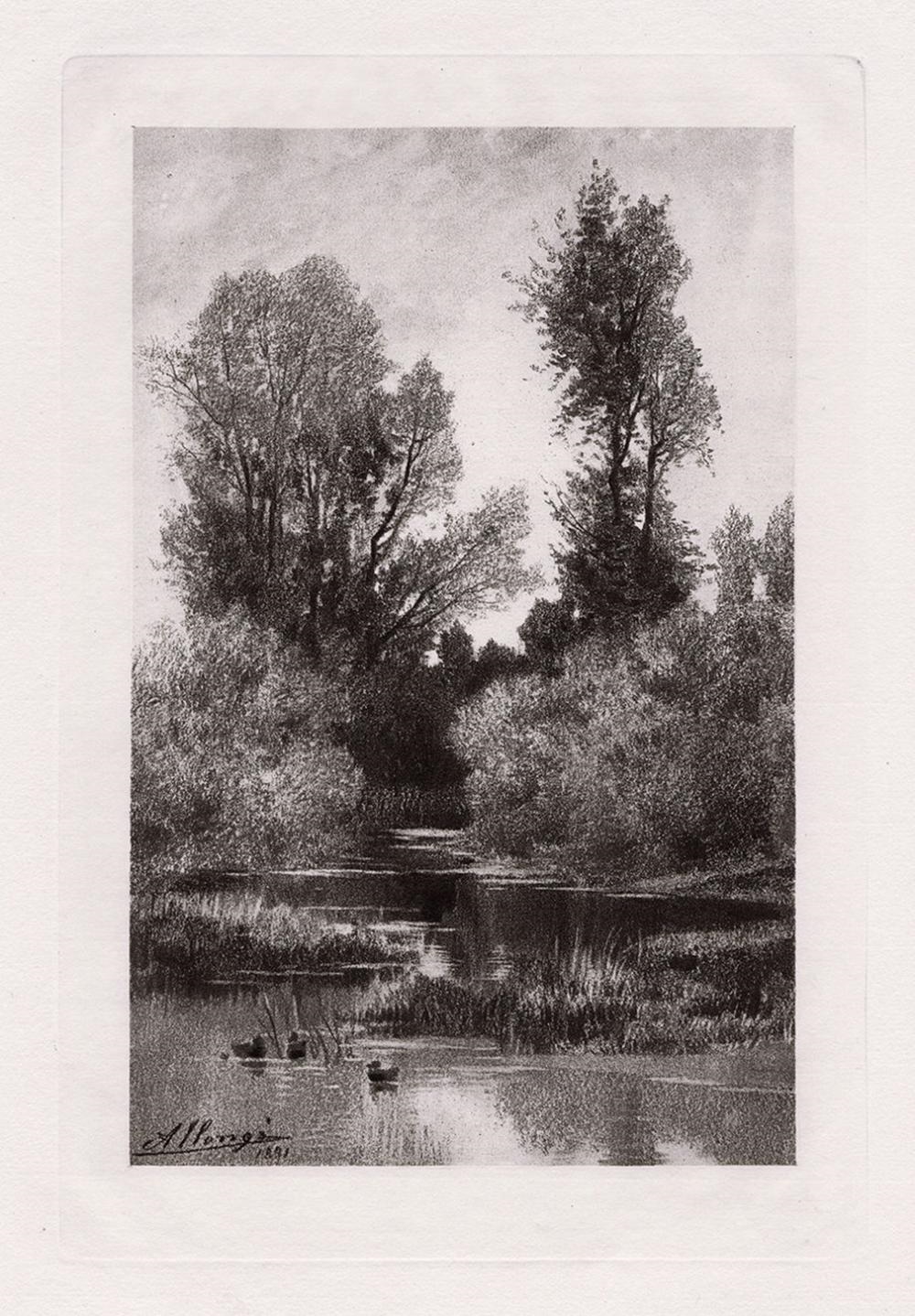Auguste Allonge | Auguste Allonge 1883 Lowland Brook signed (1883 ...