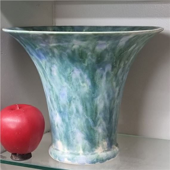 Green | A lovely Irish Carrig Ware over turned vase in soft tones of ...