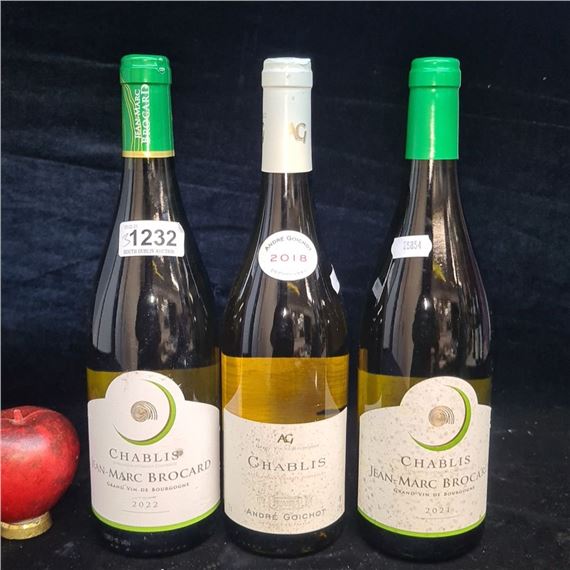 White | Three-bottle lot of Chablis white wine, including Jean-Marc ...