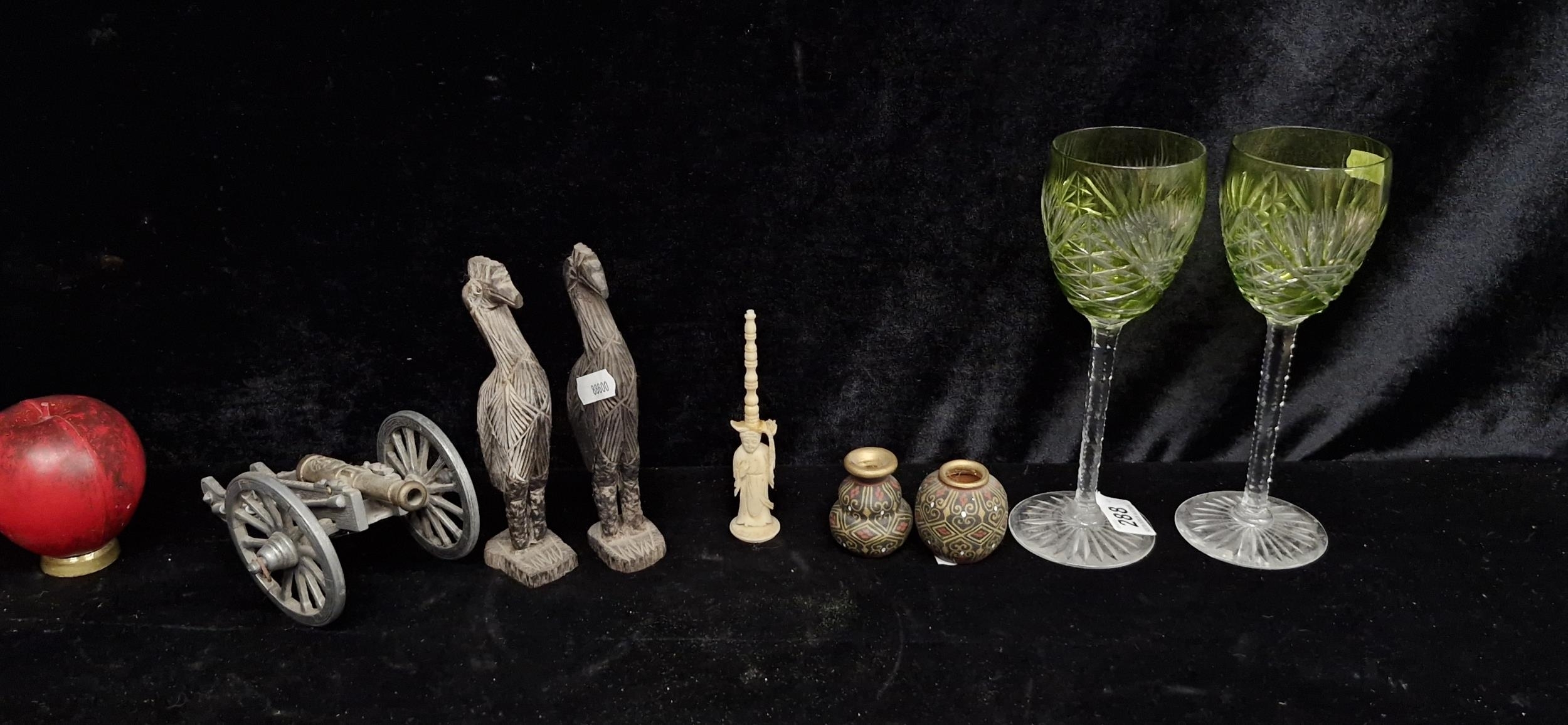 Green | A mixed lot of eight items including a pair of fabulous antique ...