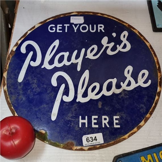 Cobalt | Circular enamel advertising sign with cobalt blue background ...