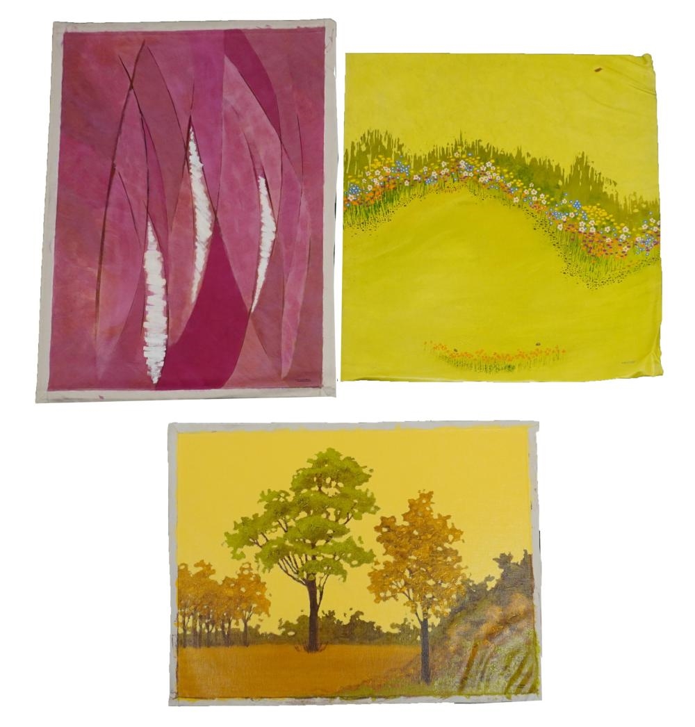 Barbara Coleman | Three Unframed and Unstretched Oils on Canvas | MutualArt