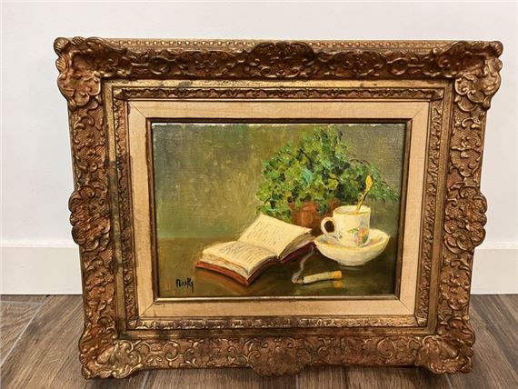 Marie-Madeleine de Rasky | - Nature morte au pot de lierre avec un ...