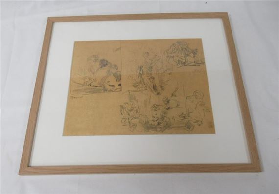 Gustave Guetant | Gustave GUETANT Pencil drawing of studies of gallant ...