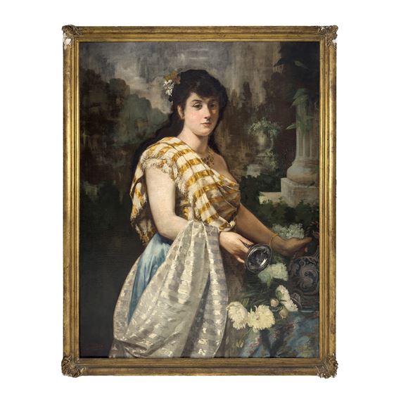 Pietro Gabrini | Ritratto femminile in un parco | MutualArt