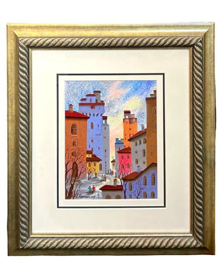 Anatole Krasnyansky | Signed Krasnyansky “Sunset San Giminiano Seri ...