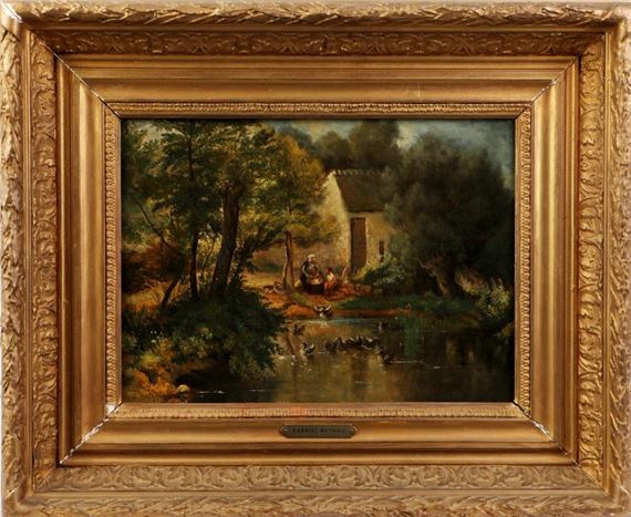 Gabriel Mathieu | Paisagem com figuras junto a lago | MutualArt