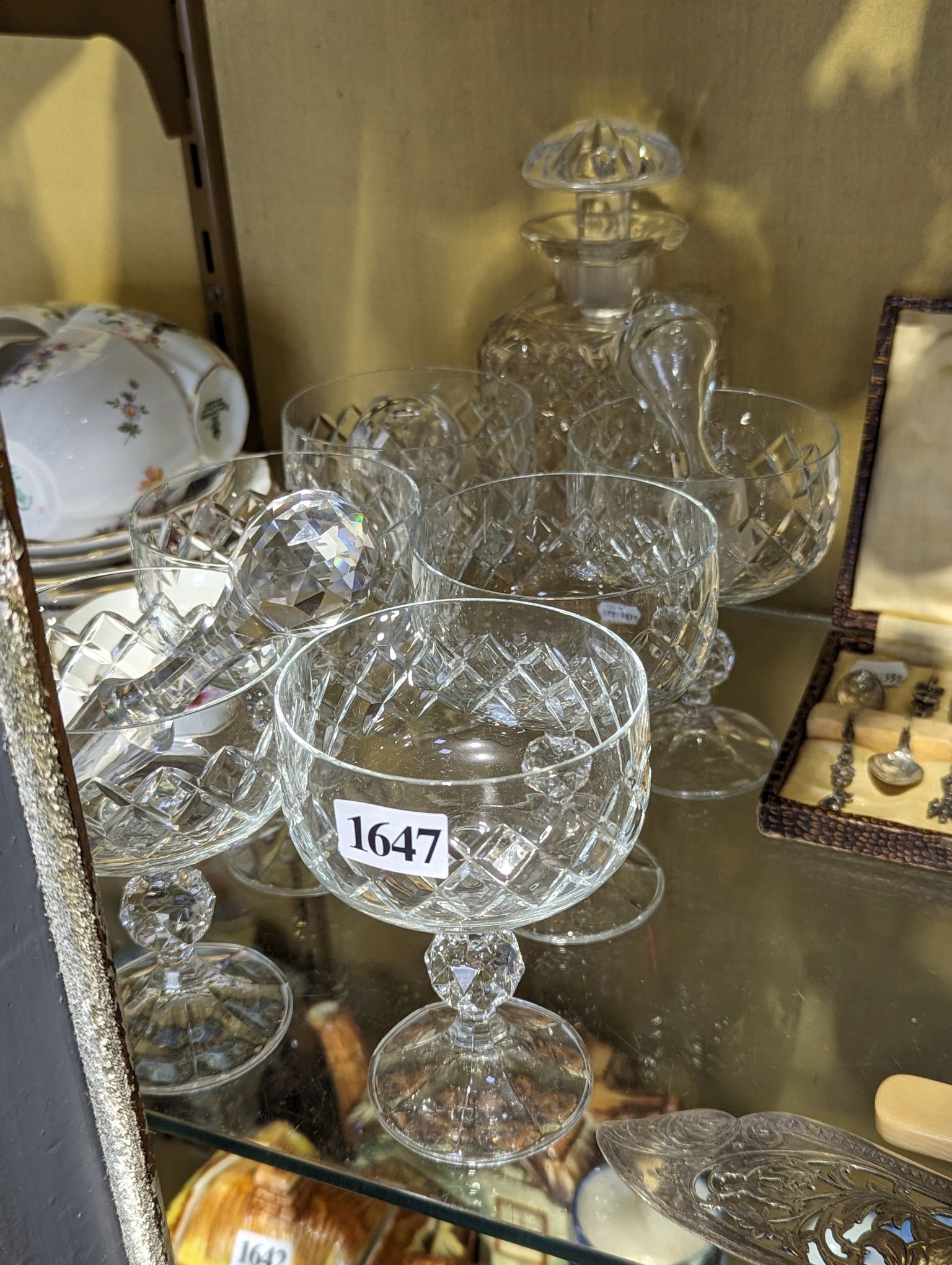 Three | CUT CRYSTAL DECANTER GLASSES AND STOPS | MutualArt