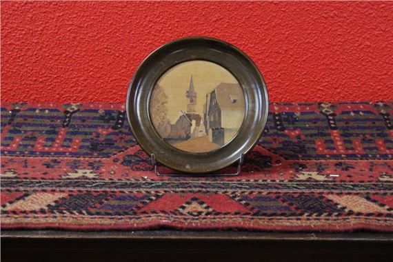 Charles Spindler | SPINDLER. Panneau en marqueterie de bois en tondo ...