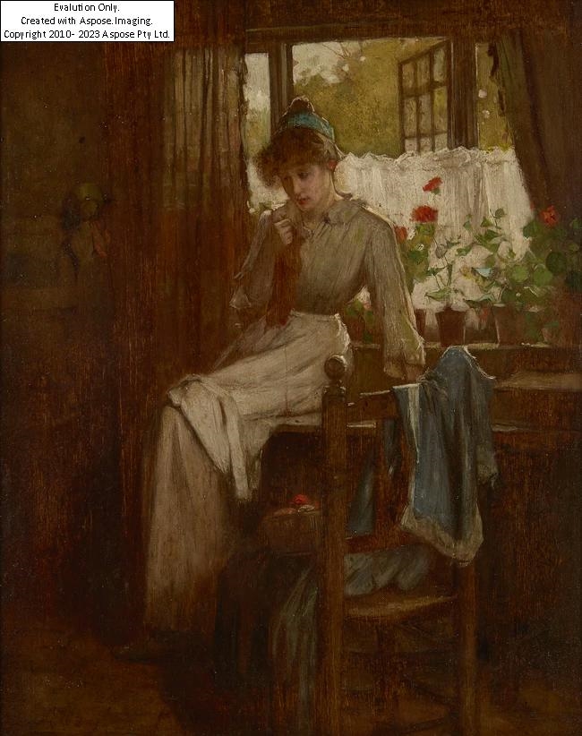 Carleton Alfred Smith | A lady seated by a window, holding her knitting ...