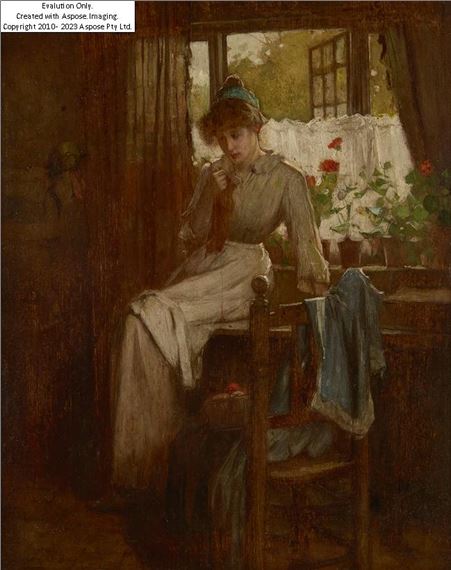 Carleton Alfred Smith | A lady seated by a window, holding her knitting ...