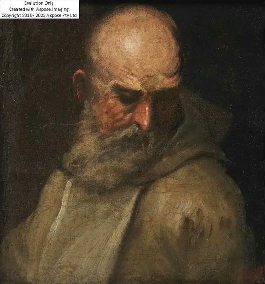 Francesco Maffei | Study of a bearded monk in a grey habit; | MutualArt