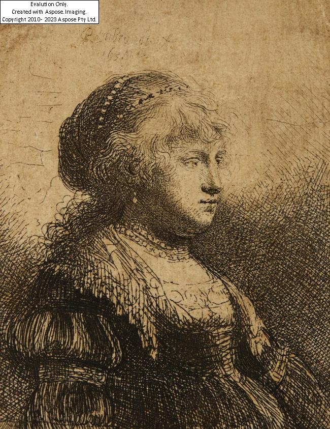 Rembrandt van Rijn | Saskia with pearls in her hair; (1634) | MutualArt