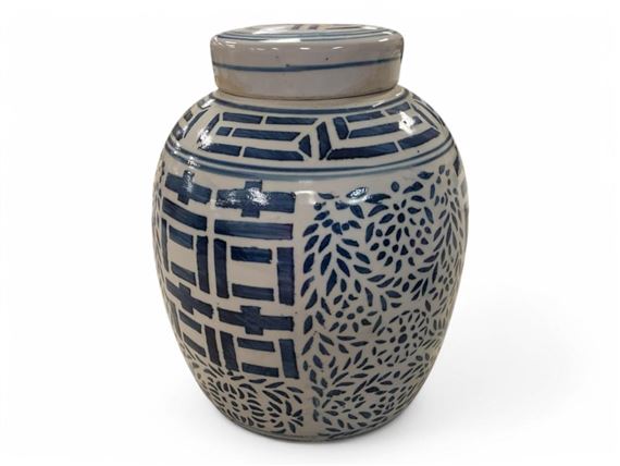 White | Asian Ginger Jar with Lid | MutualArt