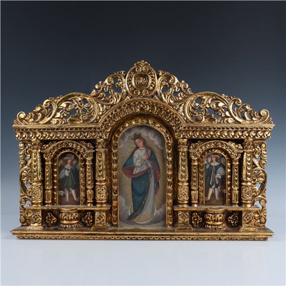 Cuzco School, 20th century | Antique Cusco School Oil Linen in Tryptic ...