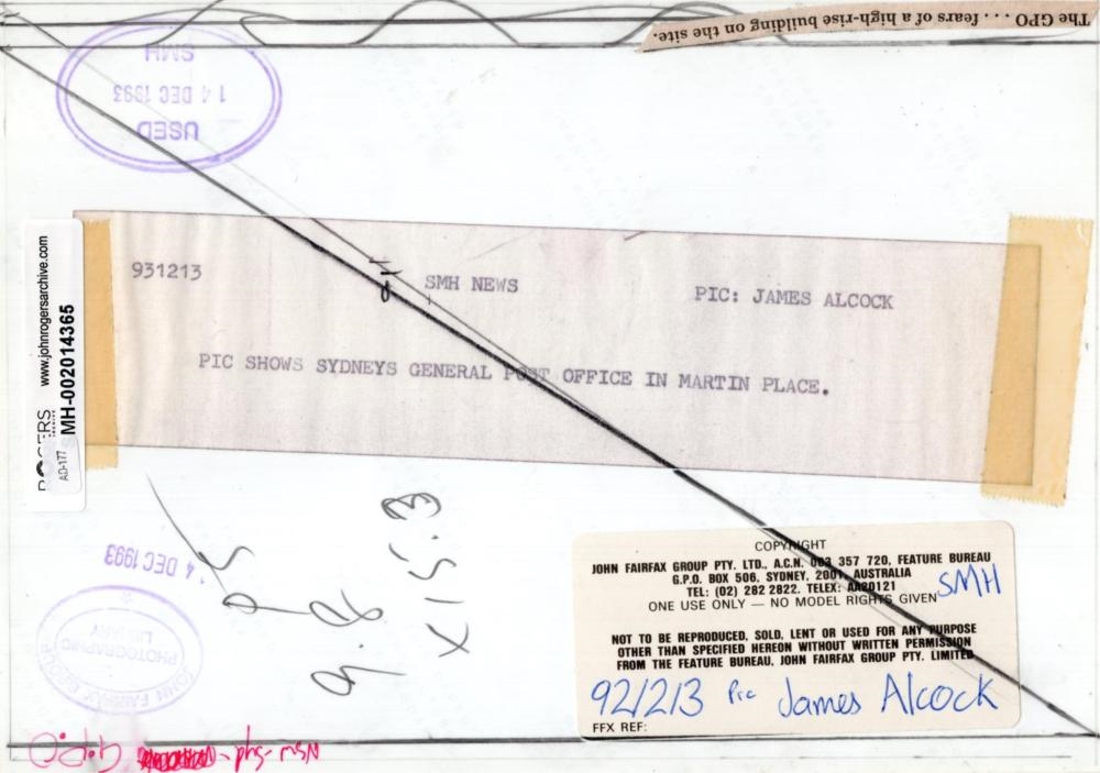 James Alcock | Aerial view of the General Post Office building, Sydney ...