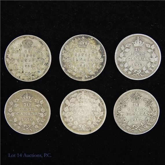 George | 1913 - 1921 Canada Silver George V Dimes (6 (1913) | MutualArt