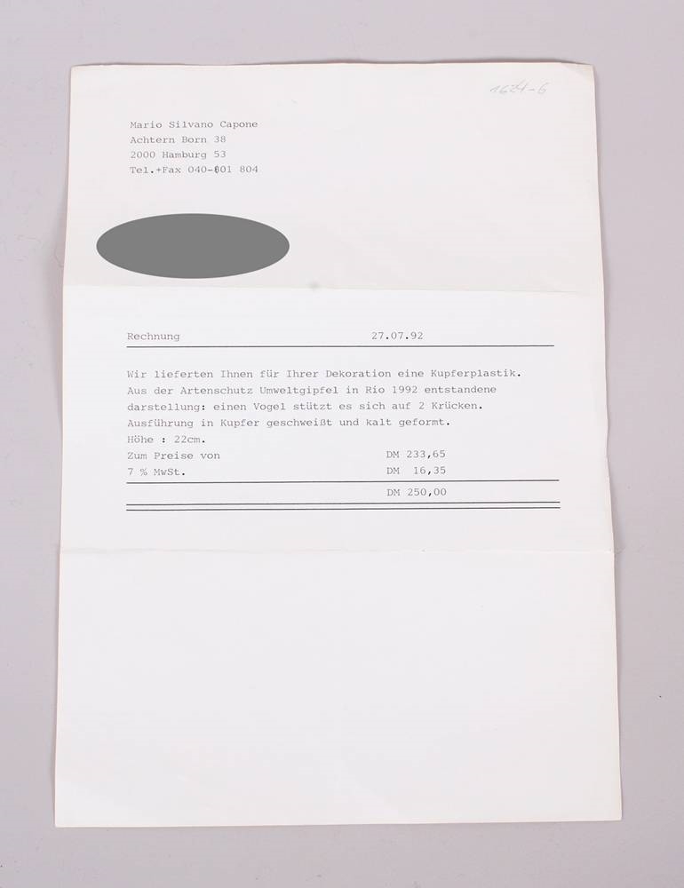 Mario Silvano Capone | Vogel auf Krücken | MutualArt