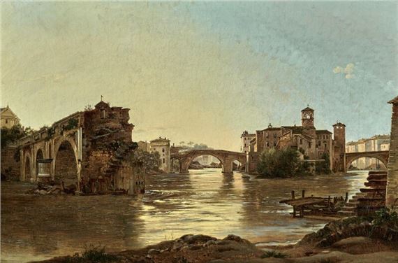 Anders Lunde | View of the Tiber with Ponte Rotto and Isola Tiberina ...