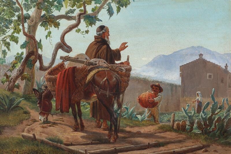 Simon Simonsen | Italian landscape with monk and donkey (76) | MutualArt