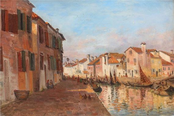 Hans Gyde Petersen | Canal scenery from Burano, Venice (1906) | MutualArt
