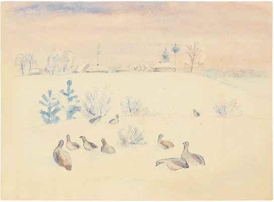 Nikolai Andreevich Tyrsa | Partridges in the snow (1930s) | MutualArt