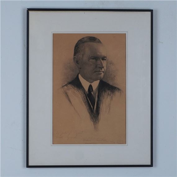 Charles Barmore | A detailed lithographic portrait of President Calvin ...