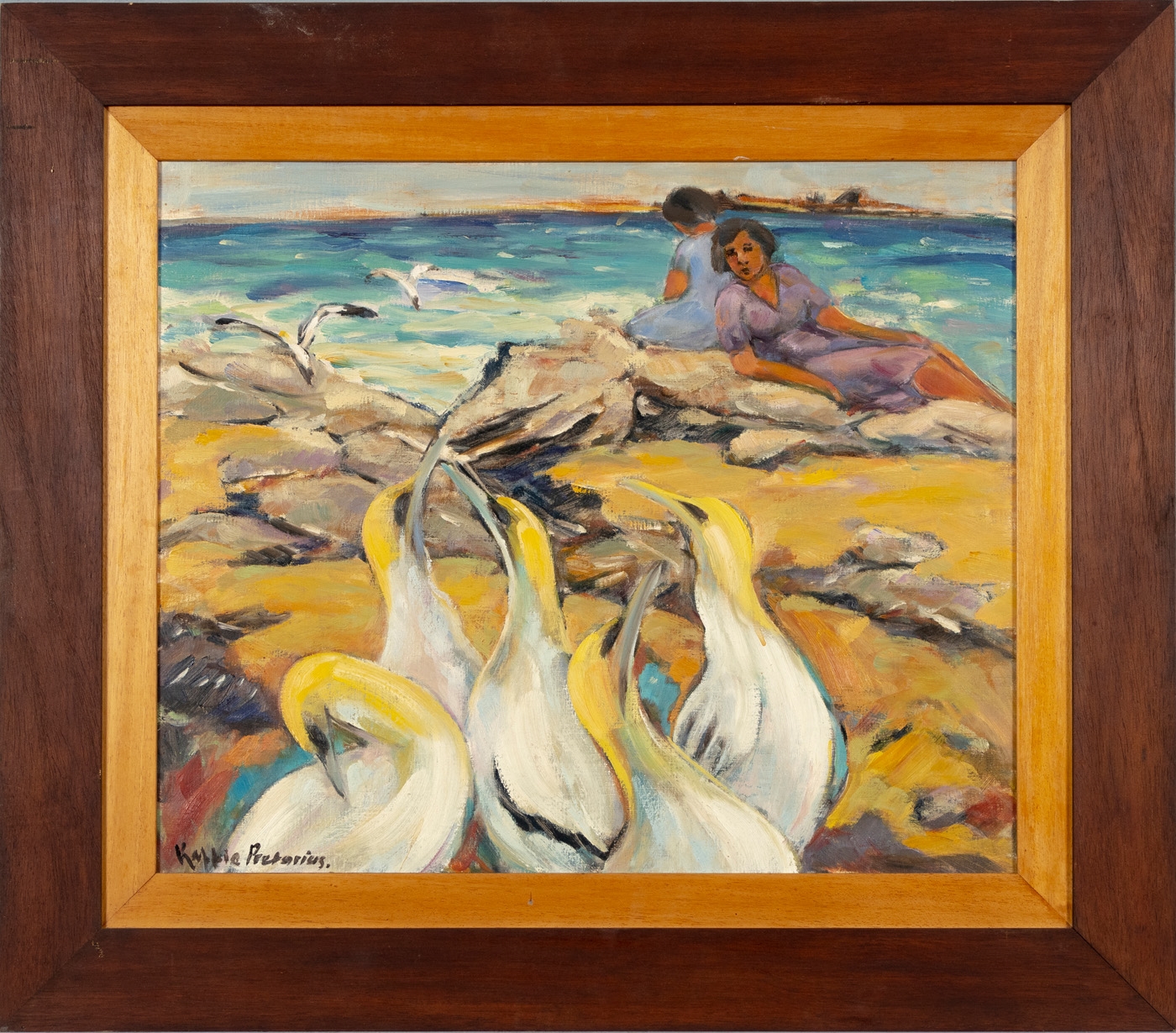 Kaffie Pretorius | seagulls with female figure | MutualArt
