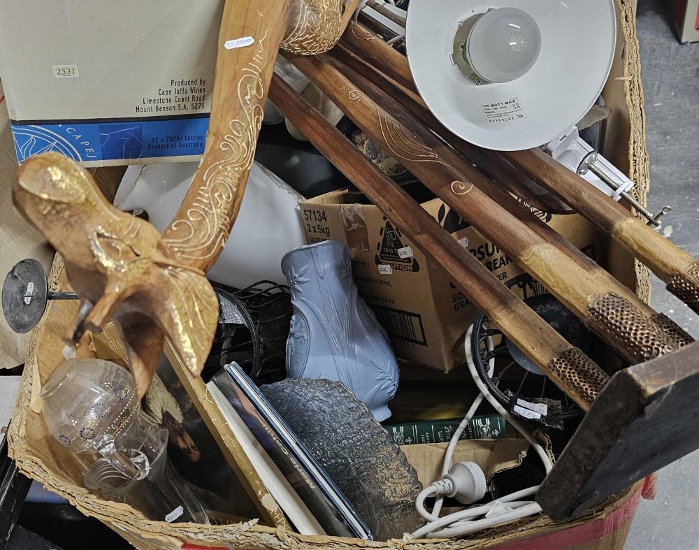 Unknown | Very large box of sundries inc. Timber statues | MutualArt