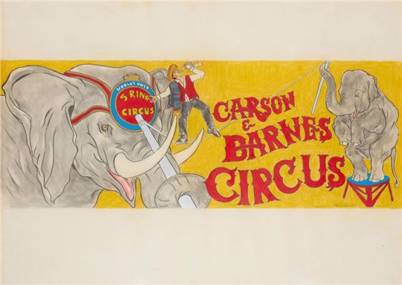 Peter Walker | Elephants and a circus performer (1977) | MutualArt