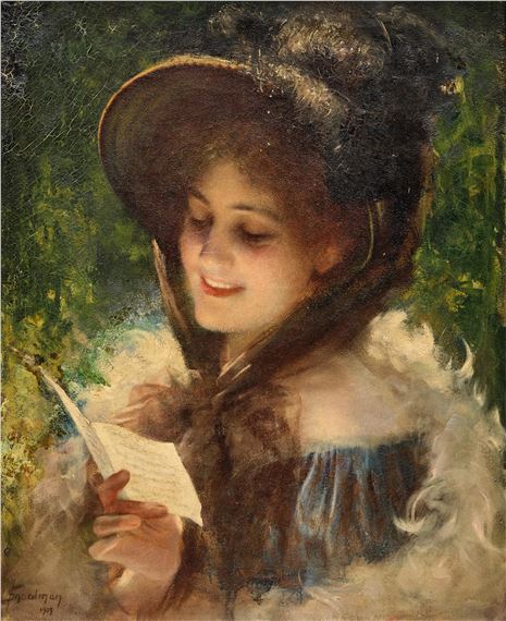 Isaac Snowman | A letter of love (1909) | MutualArt