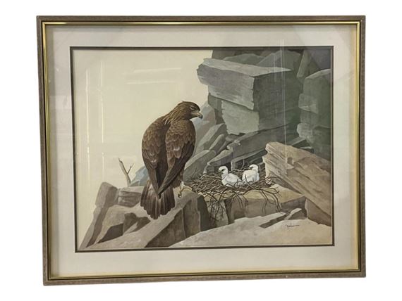 Erwin Rambow | Erwin Rambow Eagle At Nest Watercolor On Paper | MutualArt